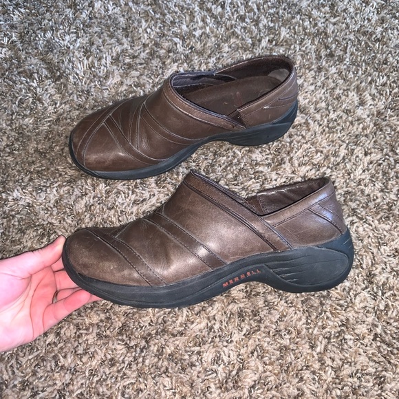 Merrell | Shoes | Merrell Leather Brown Slip On Size 7 | Poshmark